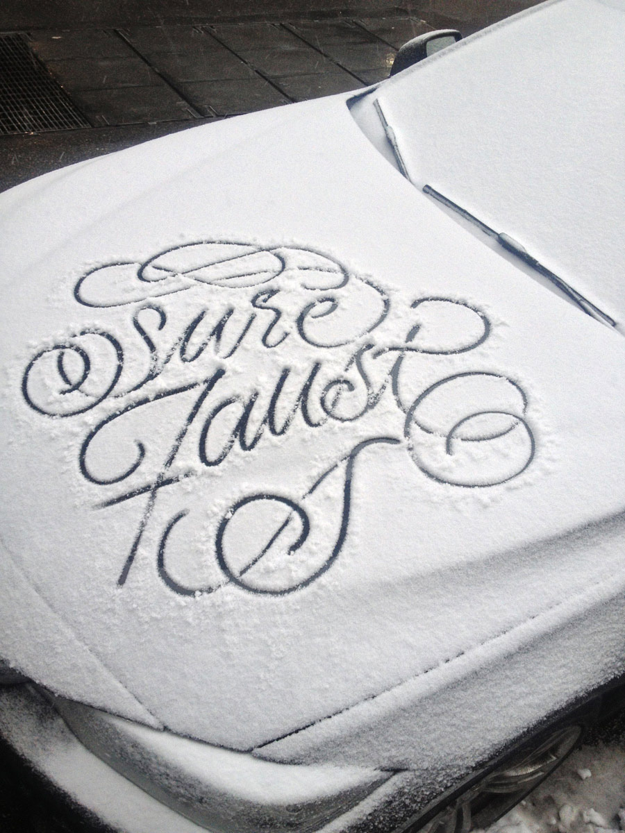 Flawless Calligraphy on Snow-Covered Cars by New York Artist Faust ...