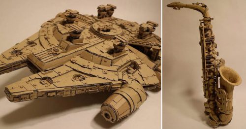 Incredibly Detailed Sculptures Made From Old Amazon Boxes – BOOOOOOOM ...