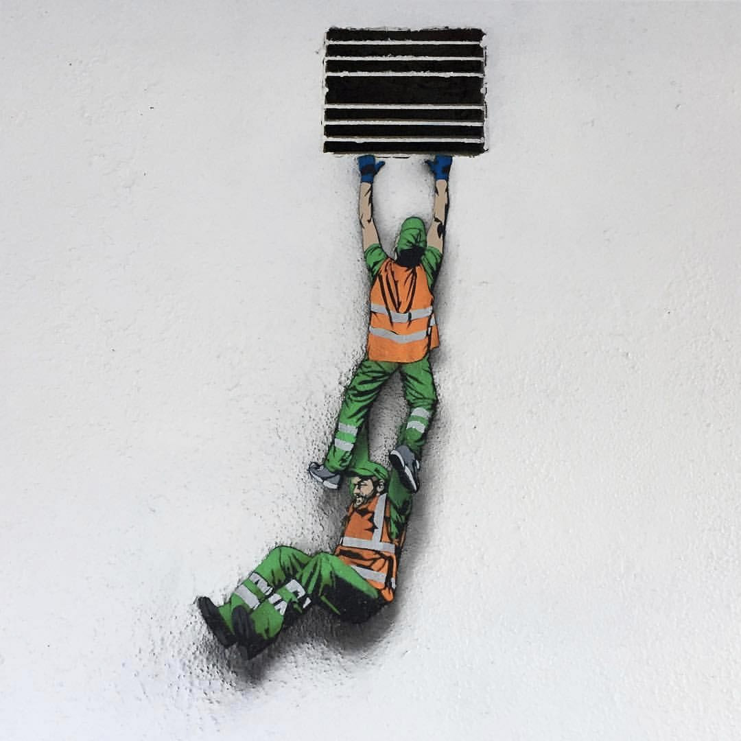 Jaune's Miniature Murals Chronicle the Adventures of Tiny City Workers